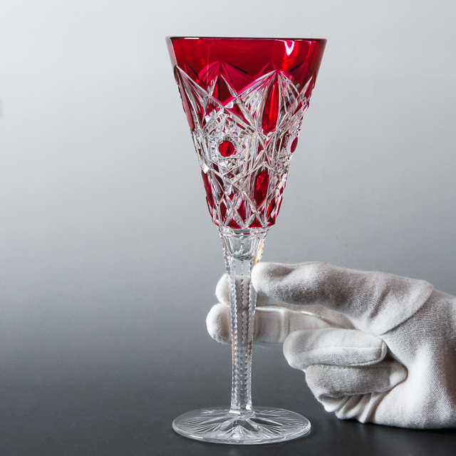 オールドバカラ「ラニー LAGNY ワイングラス （Cranberry Color）」《アンティックかとう》