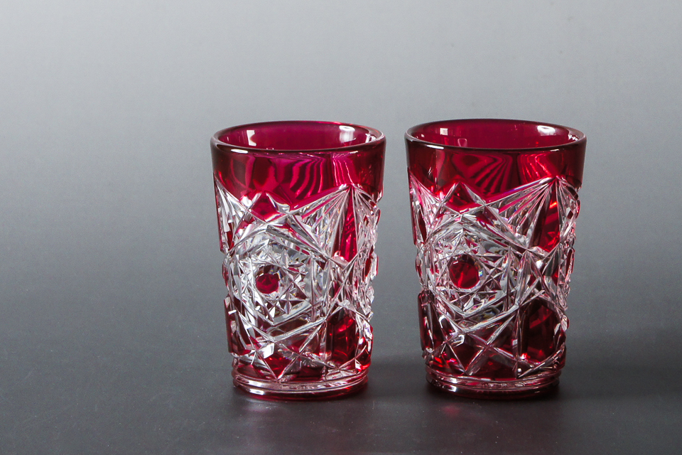 オールドバカラ「ラニー LAGNY ショットグラス （Cranberry Color）」《アンティックかとう》